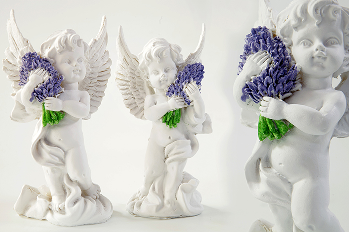 FIGURAS ANGELES ANGELITO COLOR BLANCO CON RAMITO DE LAVANDA 16CM ...